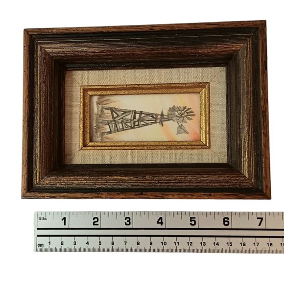 Vintage | Art | Vintage Texas Windmill Miniature Painting Signed Connie ...
